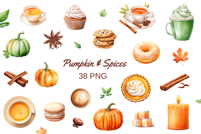 Freebie Wednesday: Watercolor Autumn’s Pumpkin and Spices Collection ...